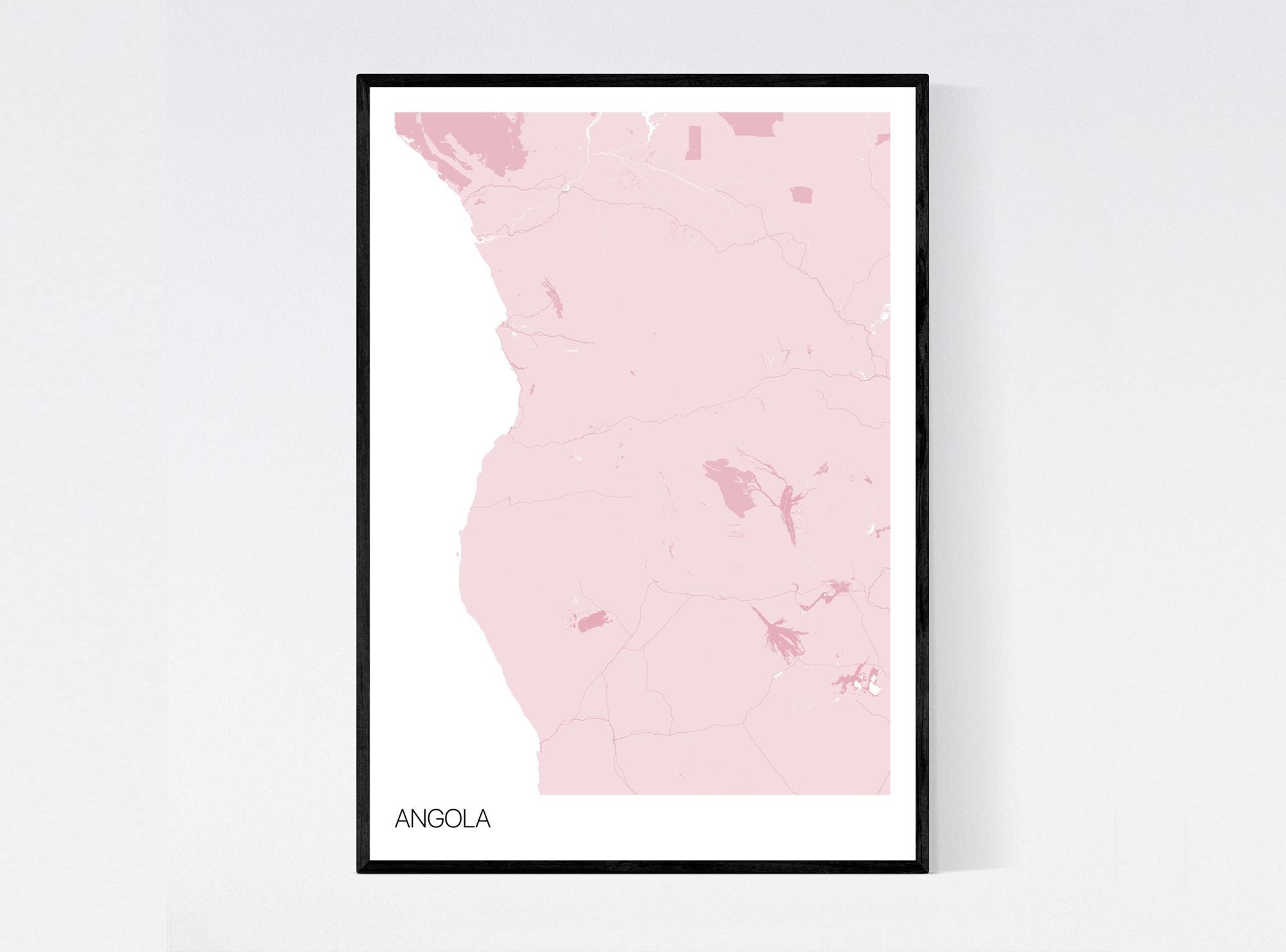 Angola Africa Map Art Print Many Styles Art Quality Paper | Etsy
