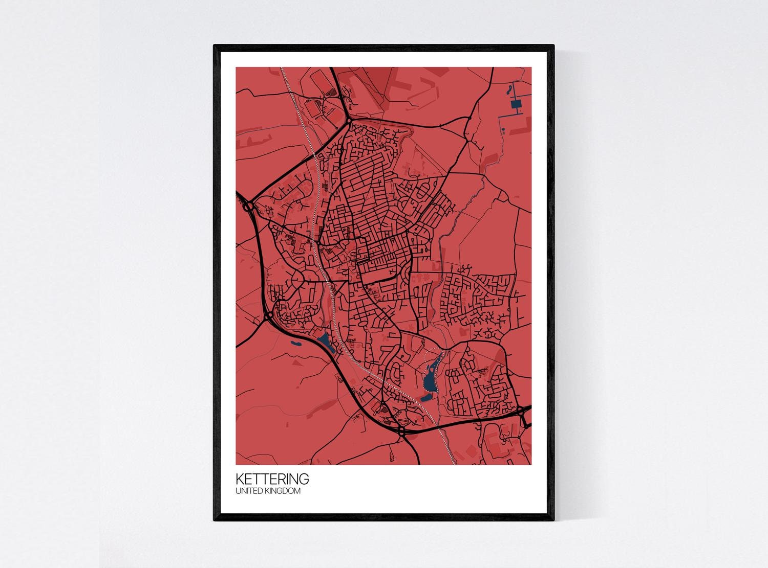 Prints Home Décor Digital Print Files M1138 Kettering Map INSTANT ...