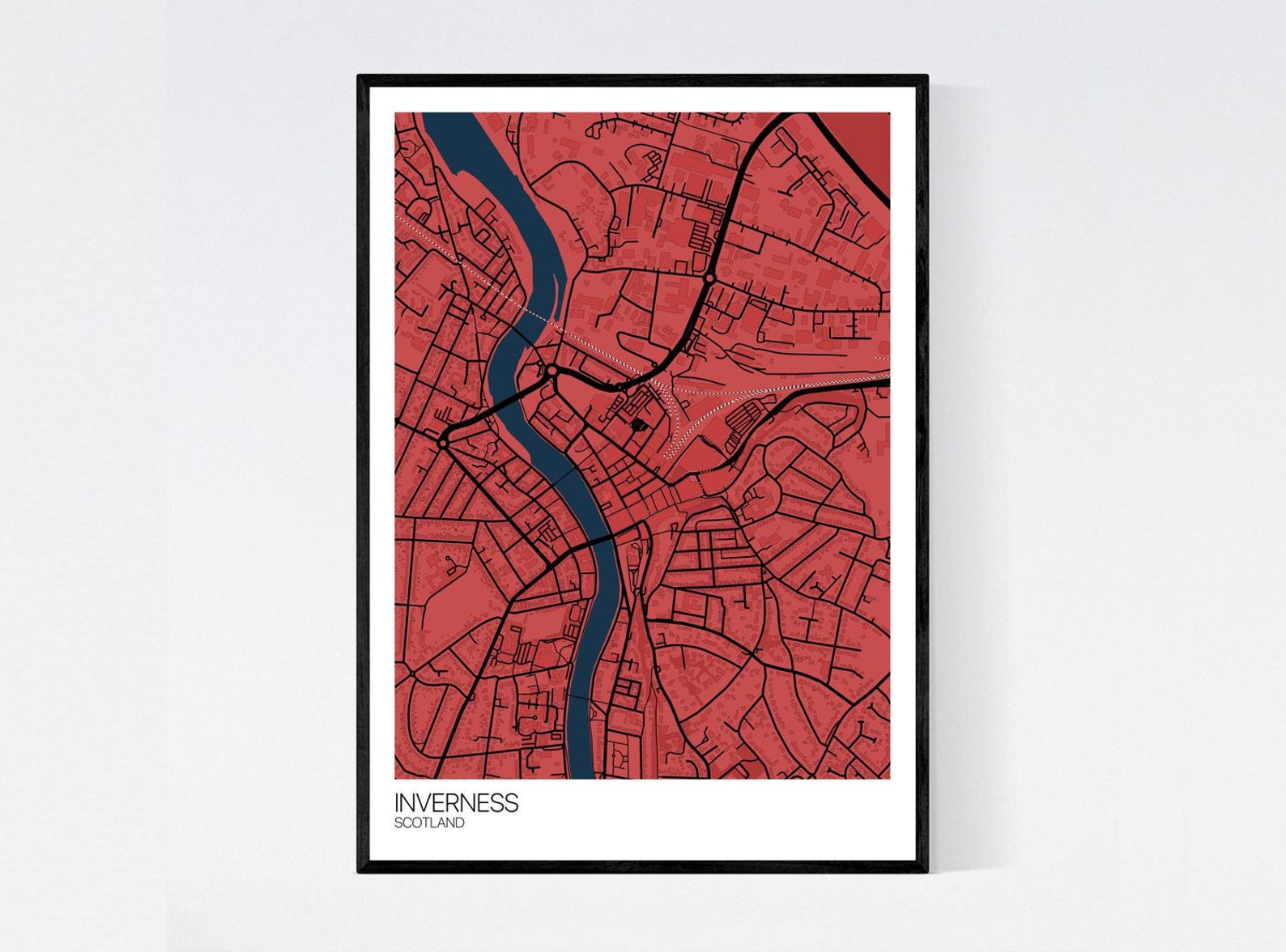 Inverness City Centre Map Art Print Many Colours 350gsm | Etsy