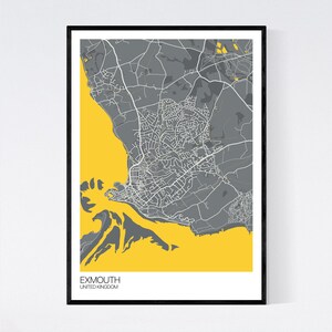 Exmouth United Kingdom Map Art Print Many Colours 350gsm - Etsy