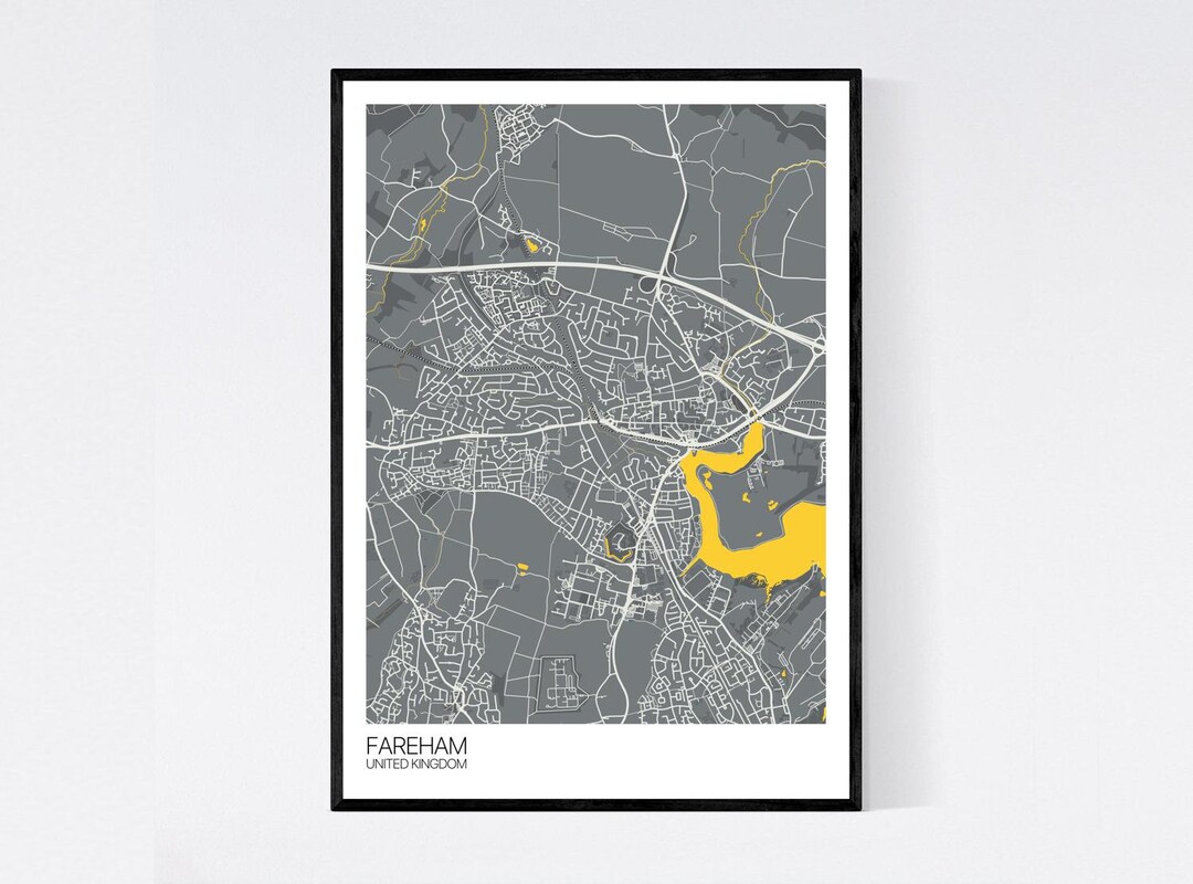 Fareham United Kingdom Map Print Many Colours Fast - Etsy