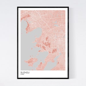 Suzhou, China Map Art Print Many Styles Art Quality Paper Fast Delivery ...
