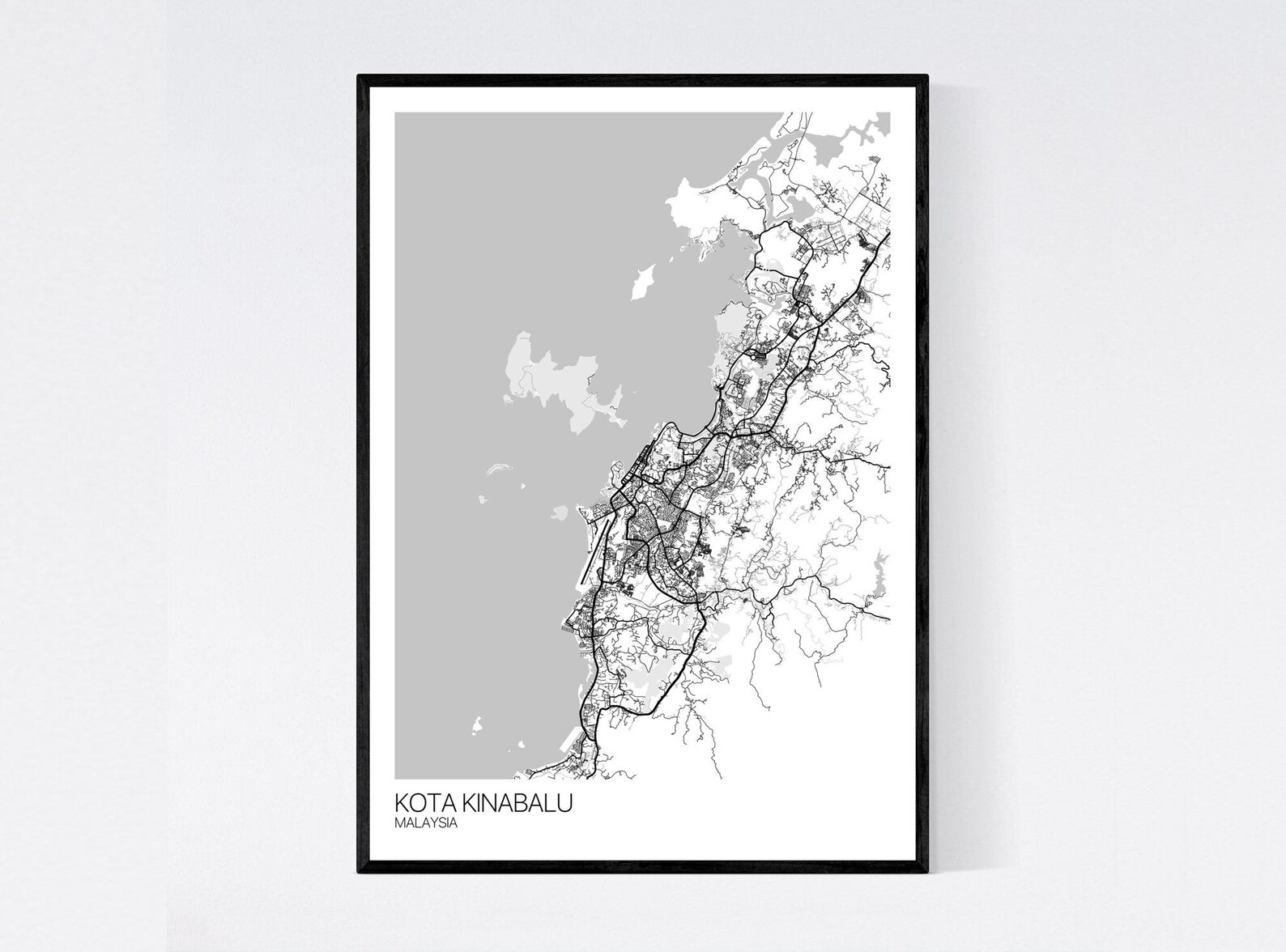 Kota Kinabalu Malaysia Map Art Print Many Styles Art | Etsy