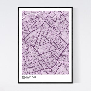 Broughton, Edinburgh City Map Art Print Many Colours 350gsm Art Quality ...