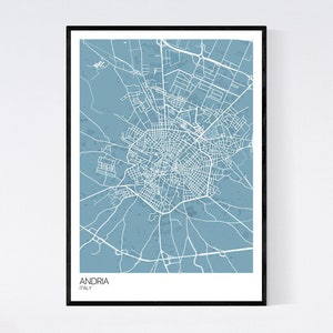 Andria, Italy Map Art Print Many Colours Art Quality Paper Fast ...