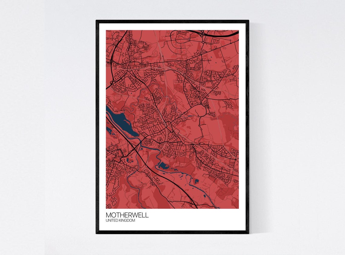 Motherwell Scotland City Map Art Print Many Styles 350gsm | Etsy