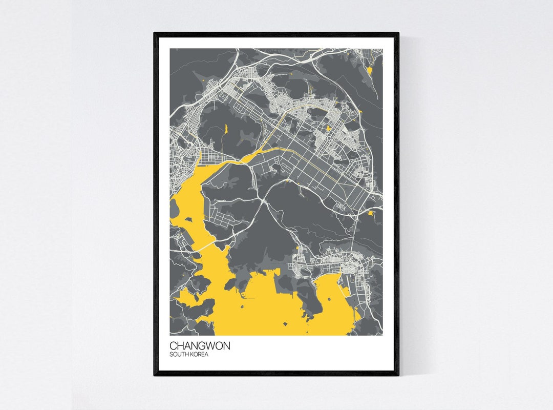 Changwon, South Korea Map Art Print - Many Styles - Art Quality Paper ...