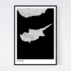 Cyprus Island Map Art Print Many Colours 350gsm Art Quality Paper Fast ...