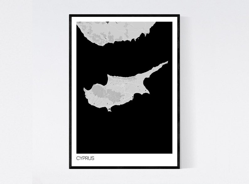 Cyprus Island Map Art Print Many Colours 350gsm Art - Etsy