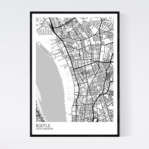 Bootle, United Kingdom Map Print Many Colours Fast Delivery // Retro ...