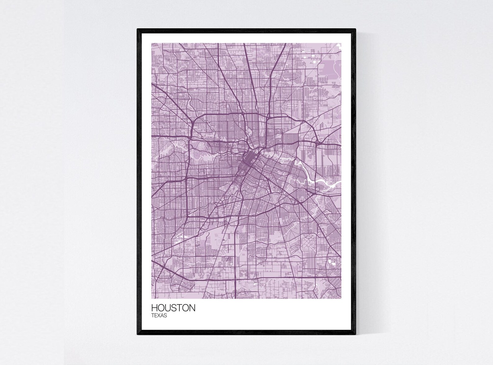 Houston Texas Map Print Many Colours Printed on Art - Etsy