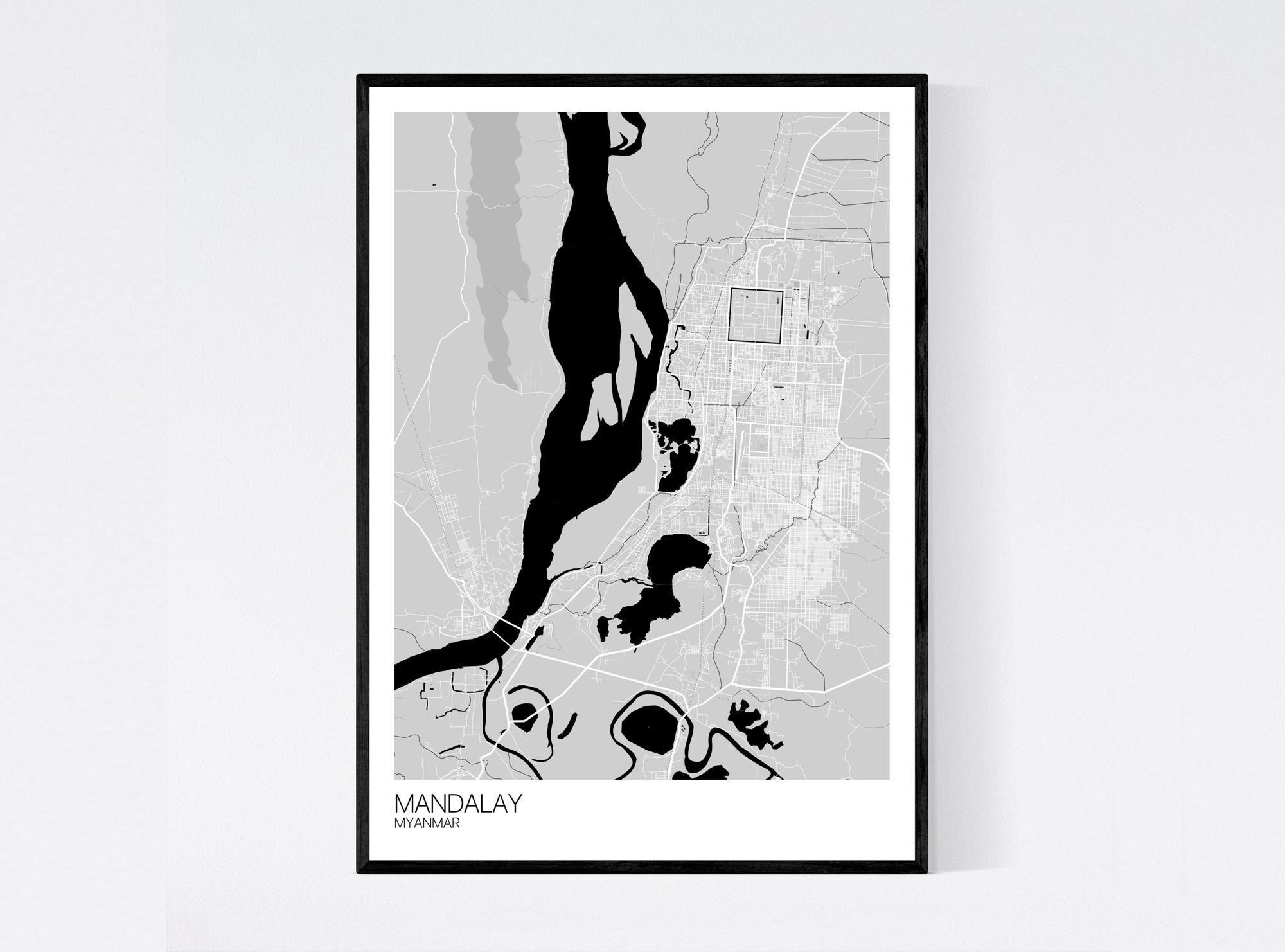 Mandalay Myanmar Map Art Print Many Styles Art Quality | Etsy