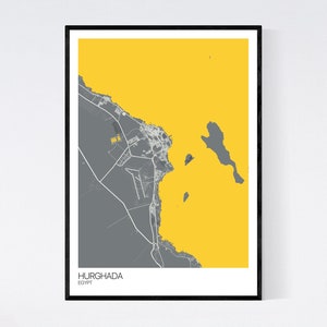 Hurghada, Egypt Map Art Print Many Styles Art Quality Paper Fast ...