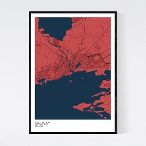 Galway City Map Art Print Many Styles 350gsm Art Quality Paper Fast ...
