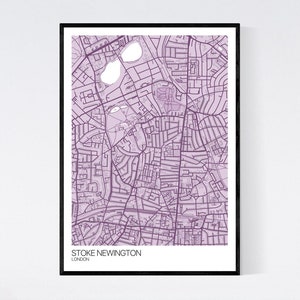 Stoke Newington, London Map Art Print Many Colours 350gsm Art Quality ...