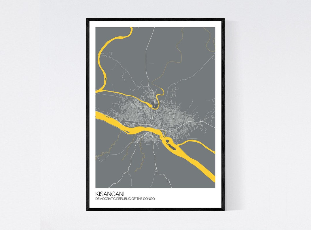 Kisangani, Congo Map Art Print - Many Styles - Art Quality Paper - Fast ...