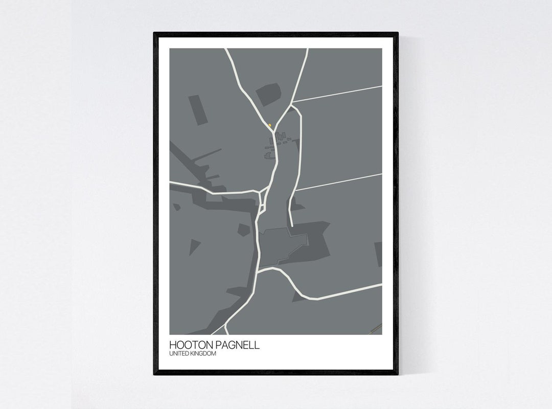 Hooton Pagnall, UK Map Art Print Many Colours 350gsm Art Quality Paper ...