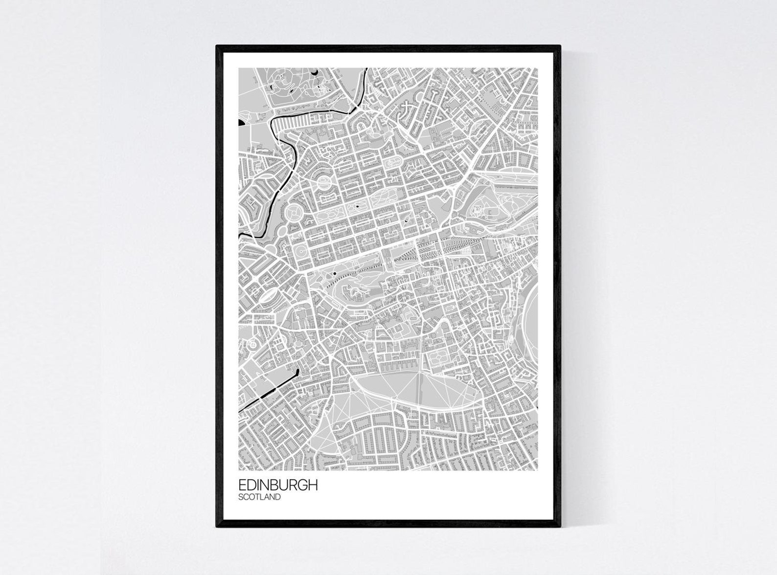 Edinburgh City Centre Map Art Print Many Colours 350gsm | Etsy