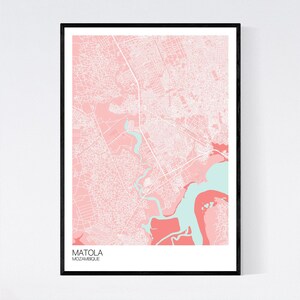 Matola Mozambique Map Art Print Many Styles Art Quality | Etsy