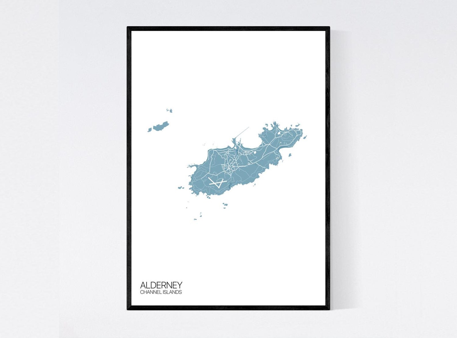 Alderney Channel Islands Map Art Print Many Colours | Etsy