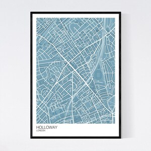 Holloway London Map Art Print Many Colours 350gsm Art - Etsy