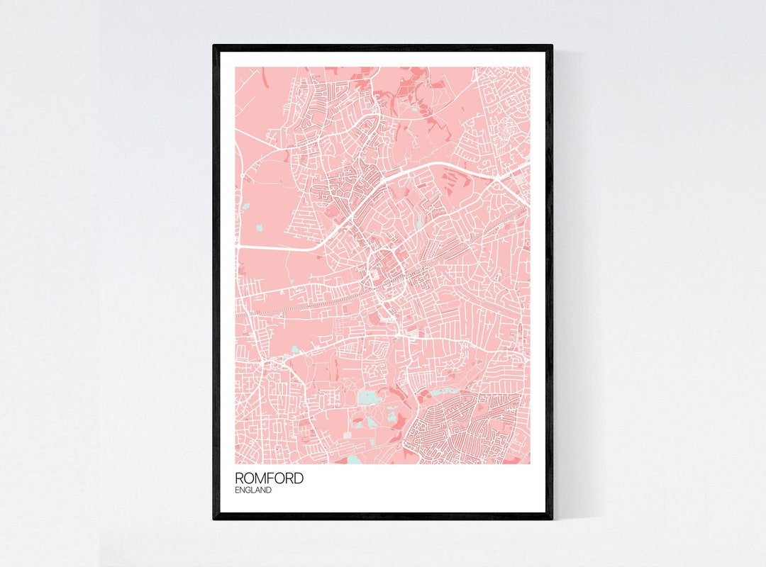Romford, England Map Art Print Many Styles 350gsm Art Quality Paper ...