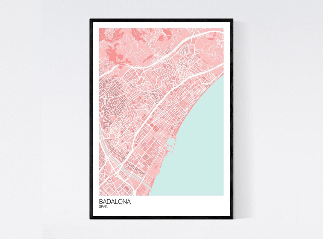 Badalona, Spain Map Art Print Many Colours 350gsm Art Quality Paper ...