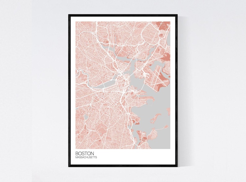 Boston Massachusetts Map Print Many Colours Printed on - Etsy