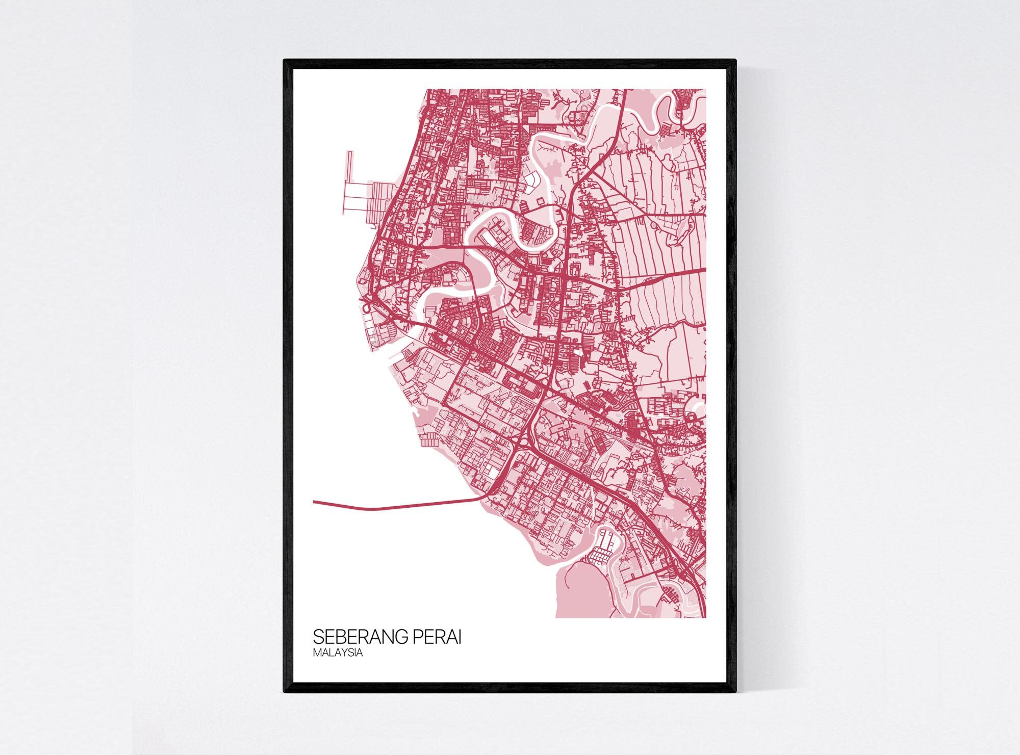 Seberang Perai Malaysia Map Art Print Many Styles Art | Etsy