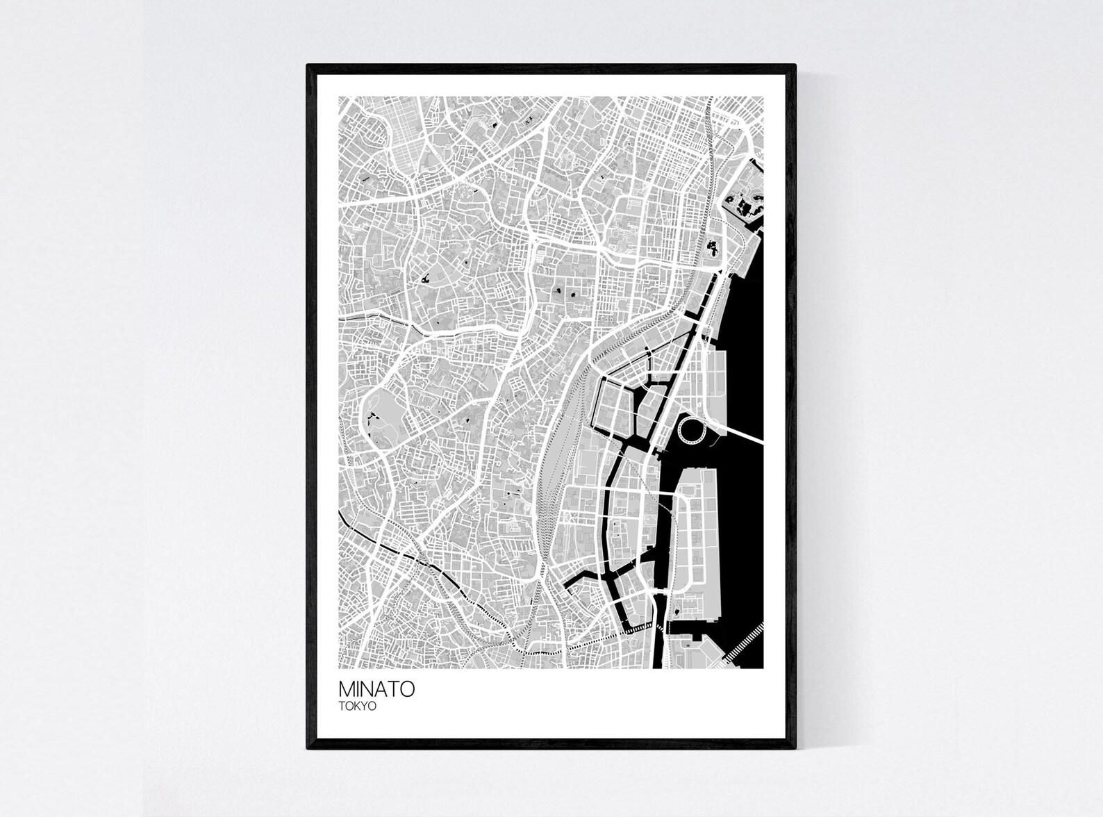 Minato, Tokyo Map Print Many Colours Fast Delivery Scandi // Vintage ...