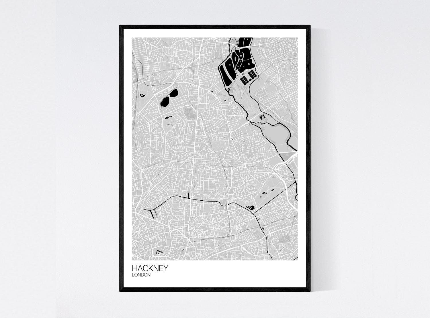 Hackney London Map Art Print Many Colours 350gsm Art | Etsy UK