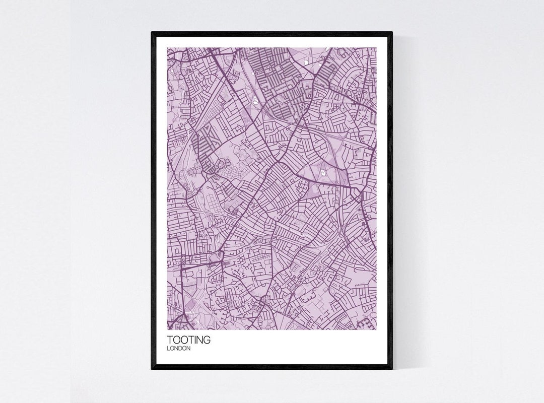 Tooting, London Map Art Print - Many Colours - 350gsm Art Quality Paper ...