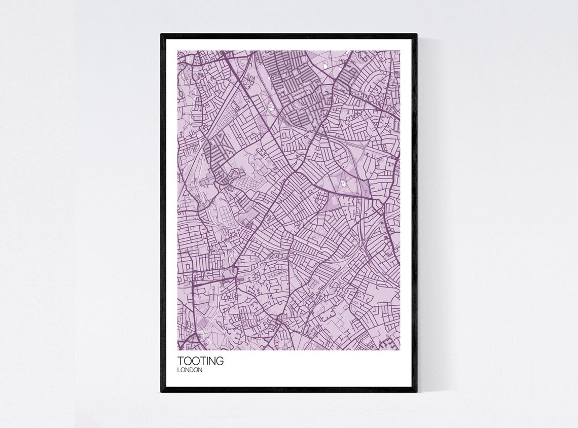 Tooting London Map Art Print Many Colours 350gsm Art | Etsy