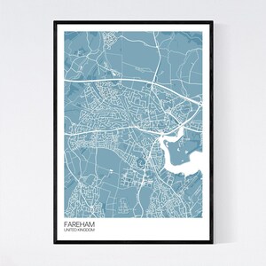 Fareham United Kingdom Map Print Many Colours Fast - Etsy