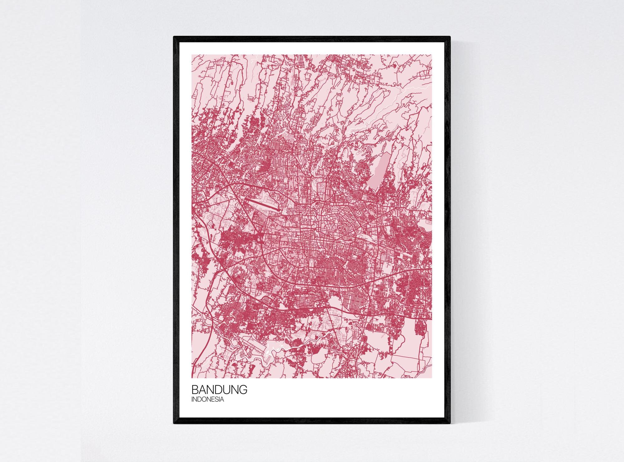 Bandung Indonesia Map Art Print Many Styles Art Quality | Etsy