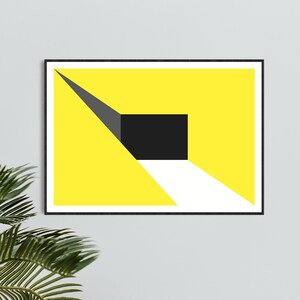 Yellow Black White Geometric / Abstract Art Print 020 - Etsy