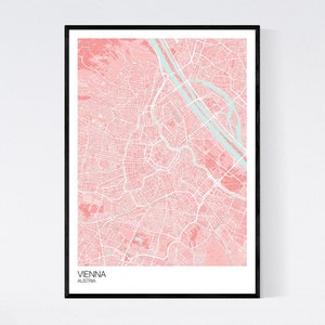 Vienna, Austria Map Art Print - Many Colours - 350gsm Art Quality Paper ...