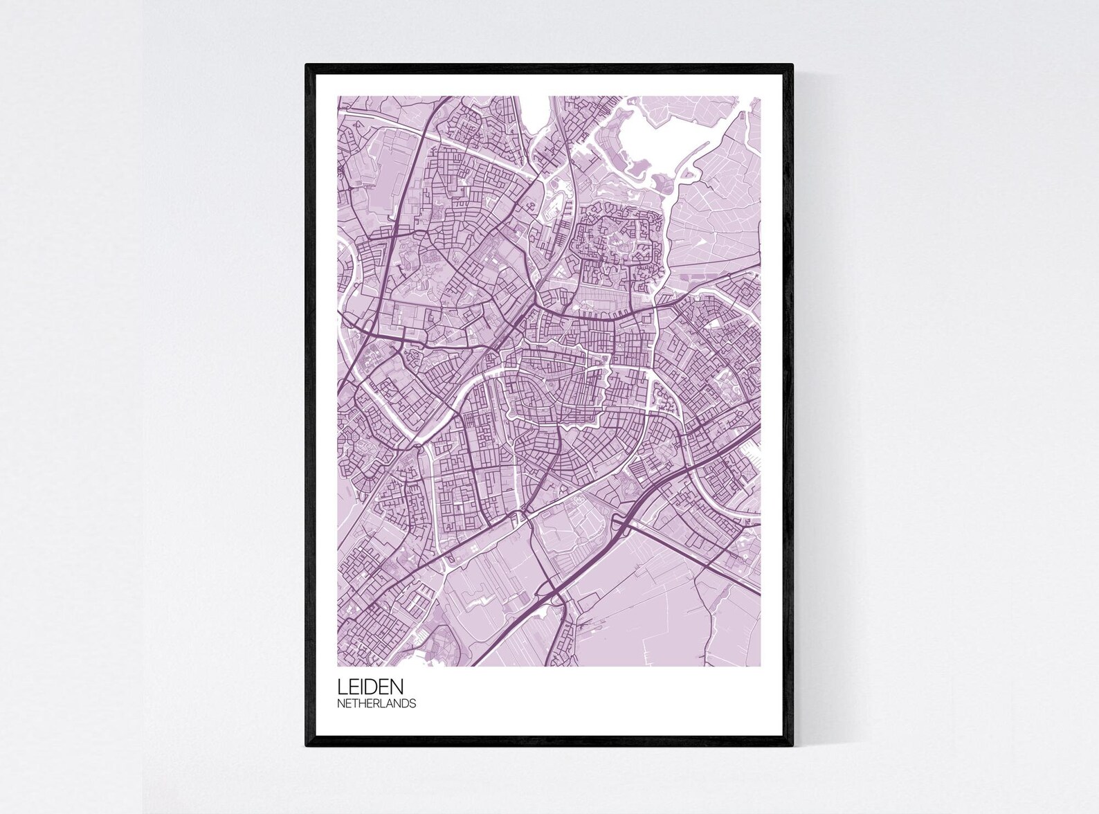 Leiden Netherlands Map Art Print Many Colours 350gsm Art - Etsy