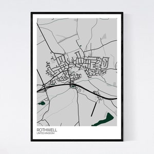 Rothwell England Town Map Art Print Many Styles 350gsm - Etsy