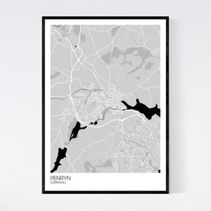 Penryn, Cornwall Map Art Print Many Colours 350gsm Art Quality Paper ...