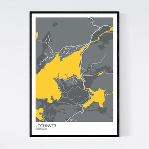 Lochinver, Scotland Map Art Print Many Colours 350gsm Art Quality Paper ...
