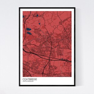 Coatbridge, Scotland City Map Art Print Many Styles 350gsm Art Quality ...