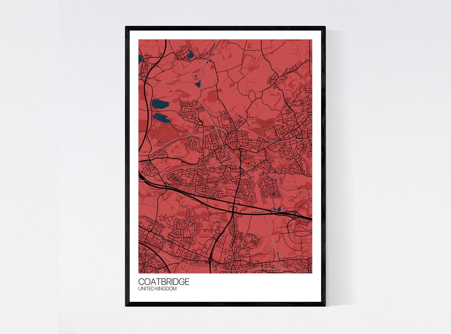 Coatbridge Scotland City Map Art Print Many Styles 350gsm | Etsy