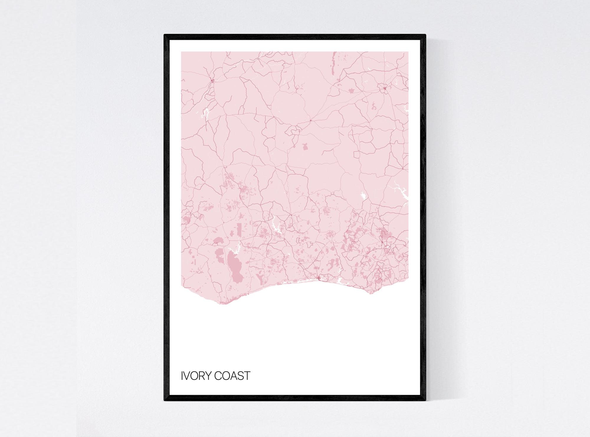 Ivory Coast Country Map Art Print Many Styles Art Quality | Etsy