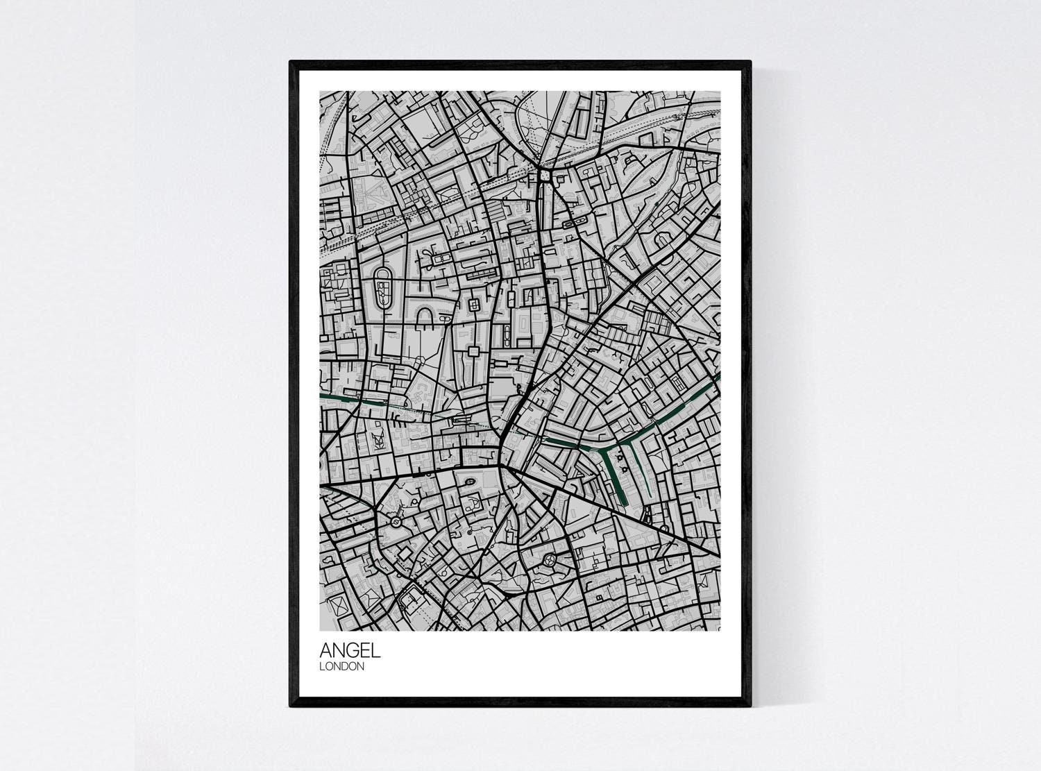 Angel London Map Art Print Many Colours 350gsm Art - Etsy UK
