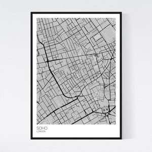 Soho, London Map Art Print Many Colours 350gsm Art Quality Paper Fast ...