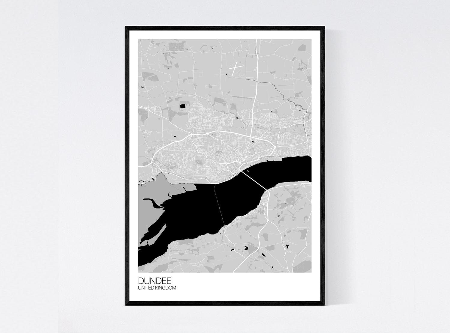 Dundee City Map Art Print Many Styles 350gsm Art Quality - Etsy UK