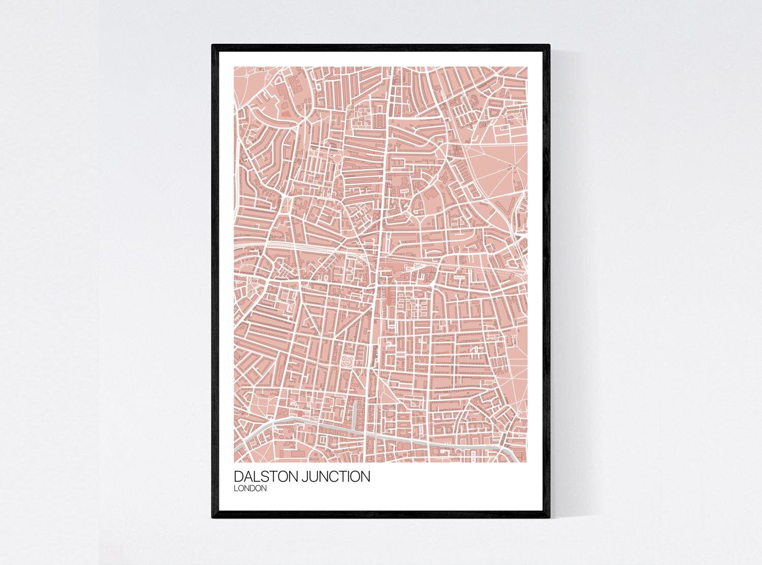 Dalston Junction London Map Art Print Many Colours 350gsm | Etsy