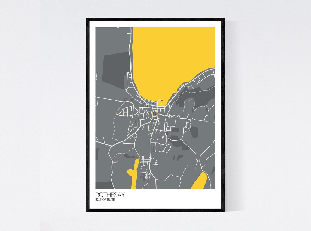 Rothesay, Isle of Bute Map Art Print - Many Colours - 350gsm Art ...