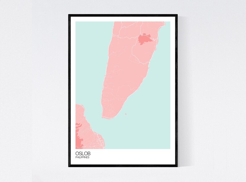 Oslob Philippines Map Art Print Many Styles Art Quality | Etsy